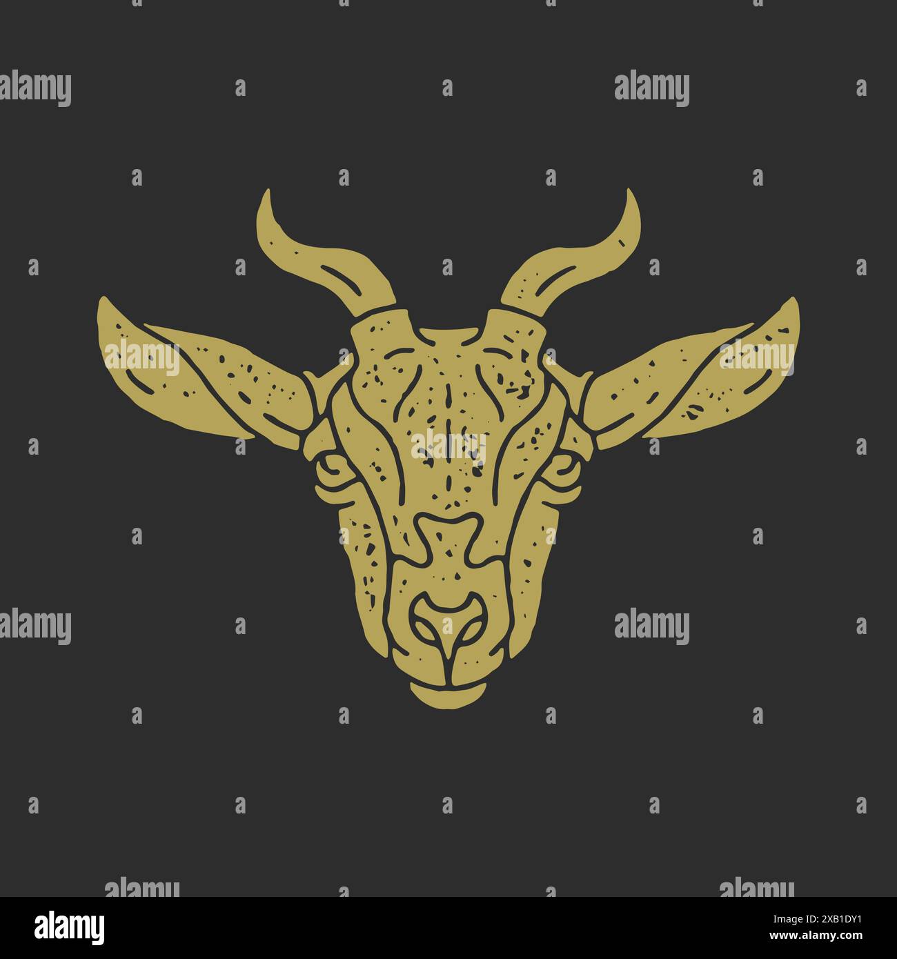 Baphomet demon goat head hand drawn grunge texture decorative design ...