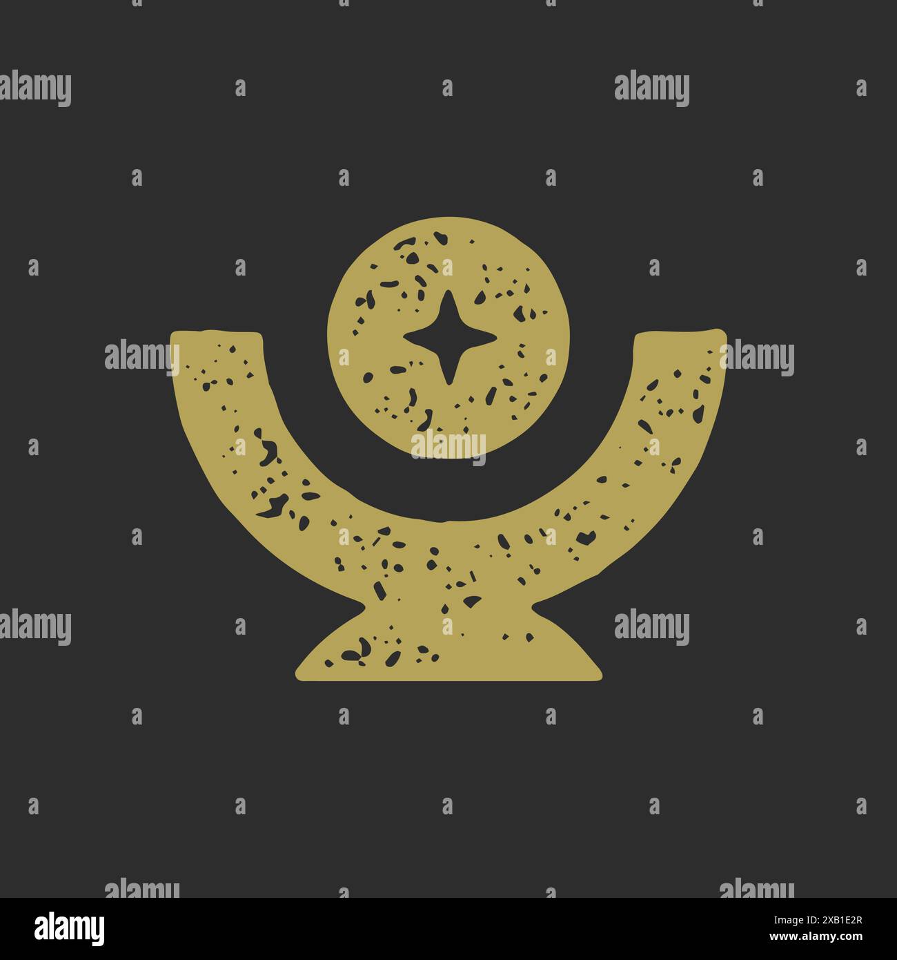 Antique abstract medieval goblet with esoteric star for magic potion ...