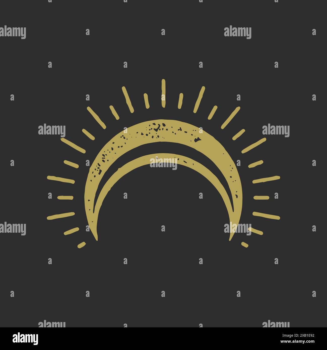 Horizontal half moon with natural rays spiritual mystic symbol ...