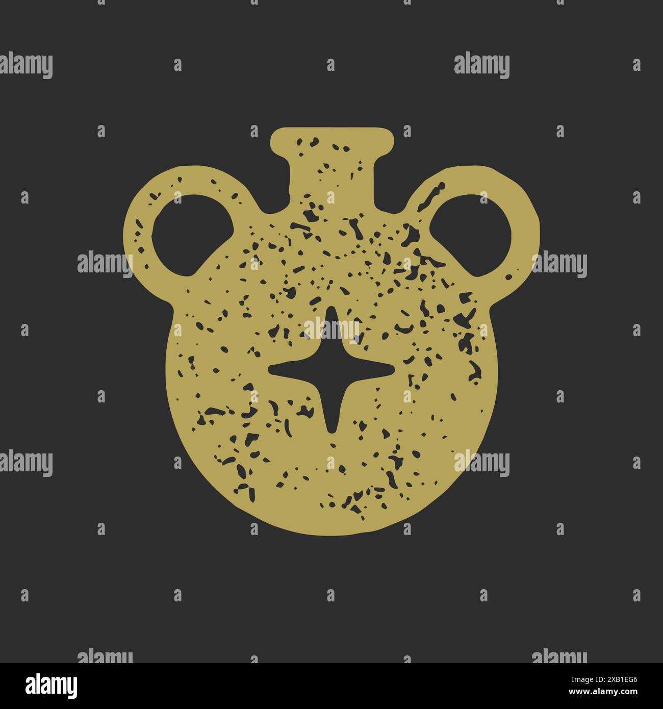 Antique amphora decorated by star hand drawn golden vessel with handles ...