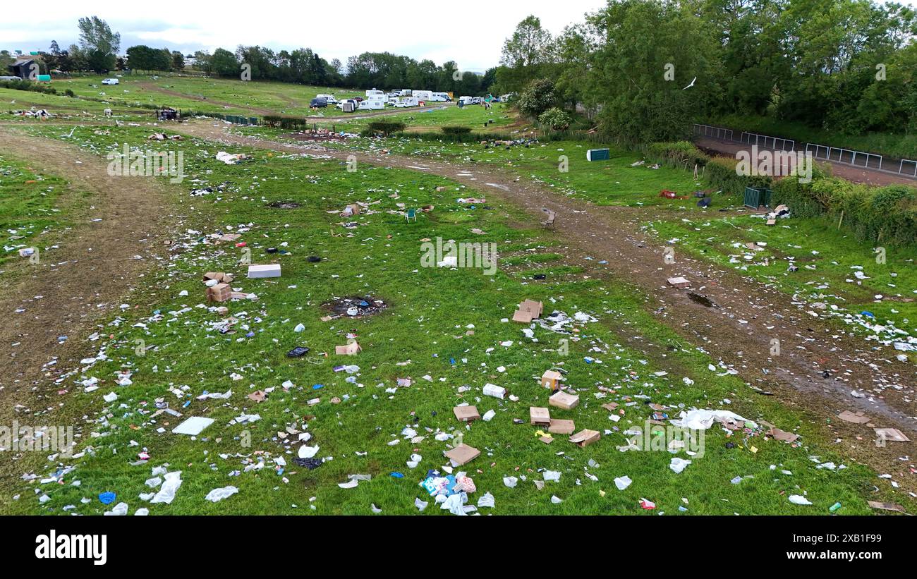 Rubbish in a field at the end of the Appleby Horse Fair, the annual ...