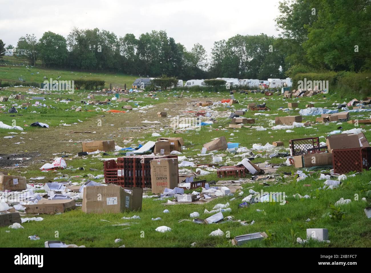Rubbish in a field at the end of the Appleby Horse Fair, the annual ...