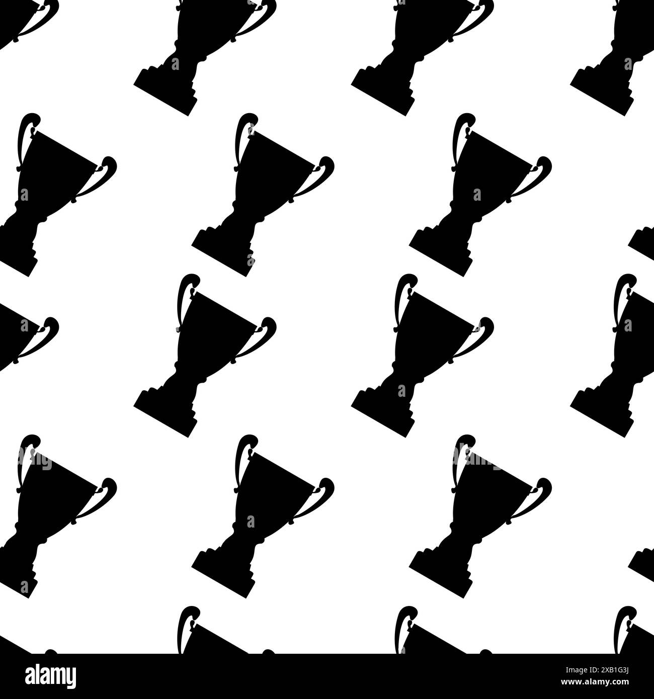 Winner trophy cup seamless pattern. Black simple silhouette texture ...