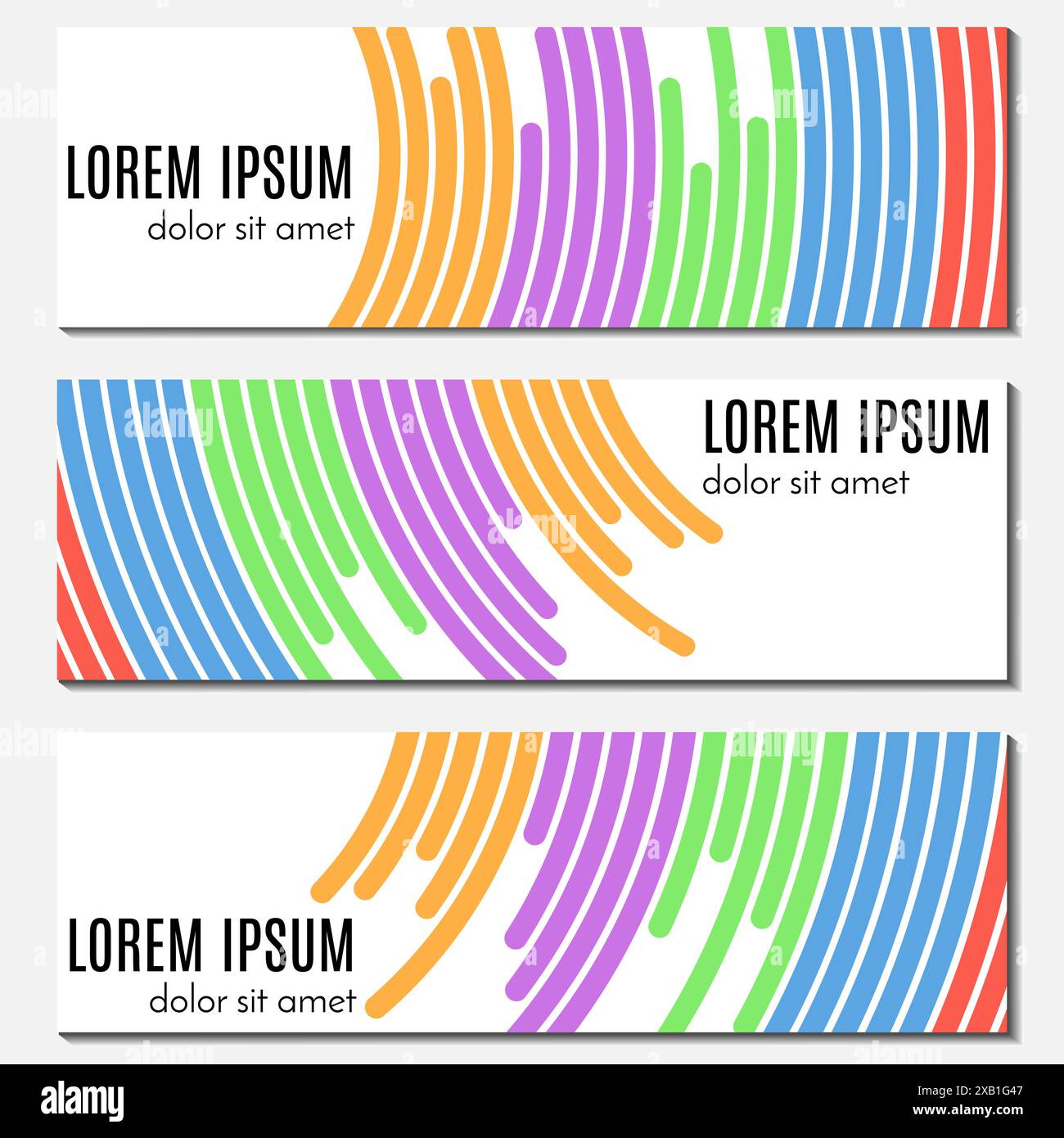 Set of colorful abstract header banners with curved lines and place for ...