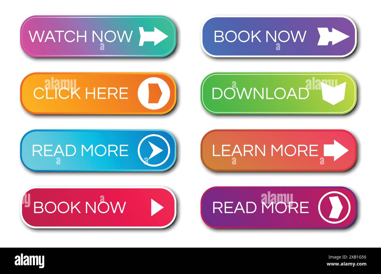 Set of eight modern gradient buttons with shadows. Read more Buttons ...