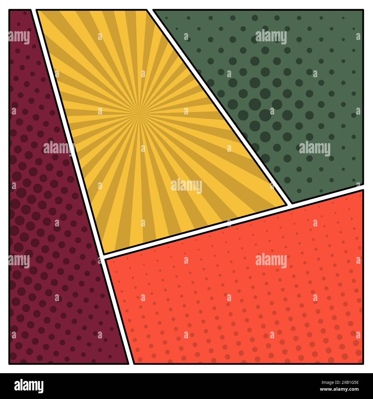 Colorful comic book page background in pop art style. Empty template ...
