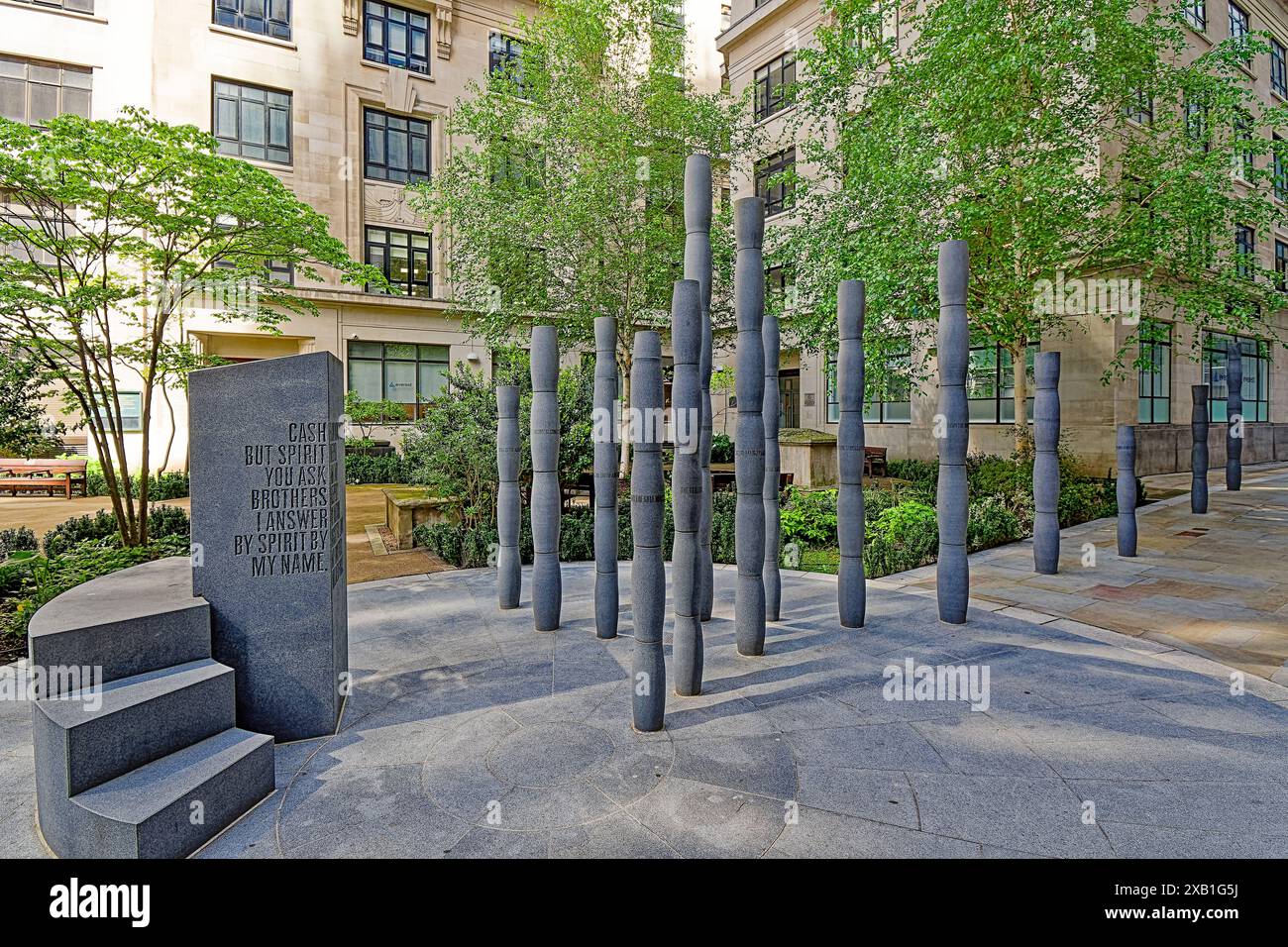 Monument to the slave trade Gilt of Cain in Fen Court London 17 granite ...