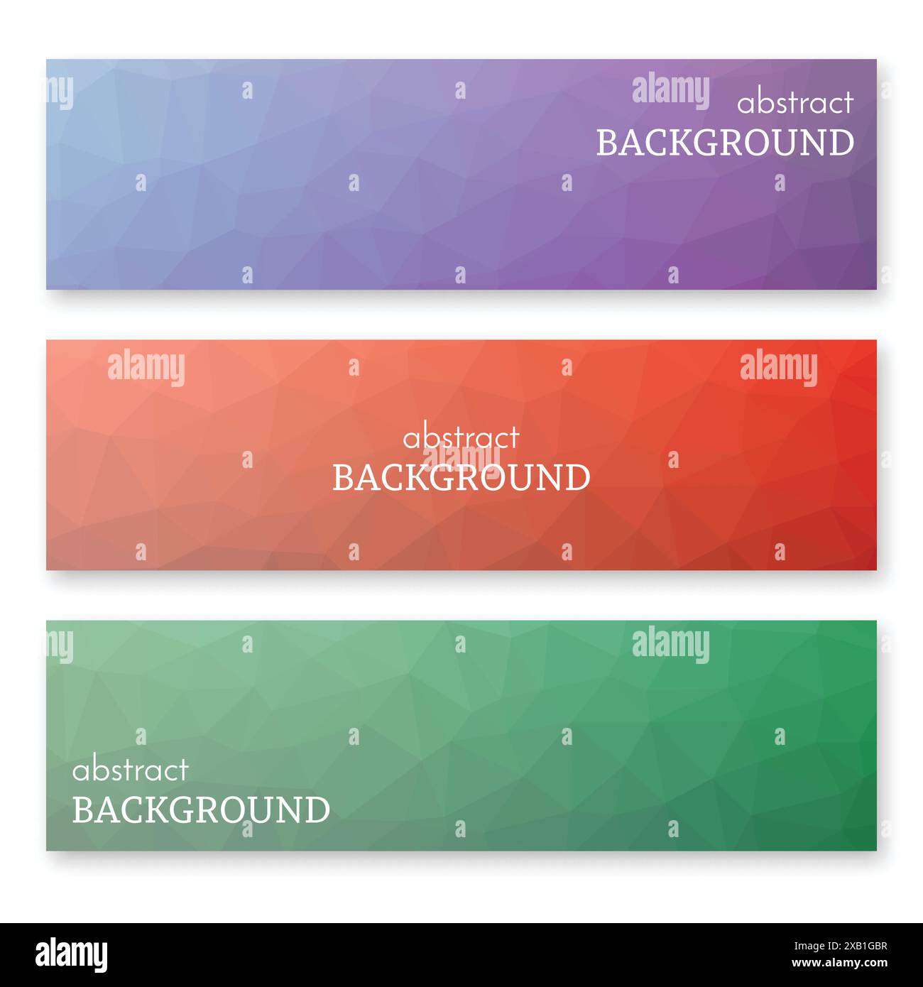Set of three multi colored banners in low poly art style. Background ...