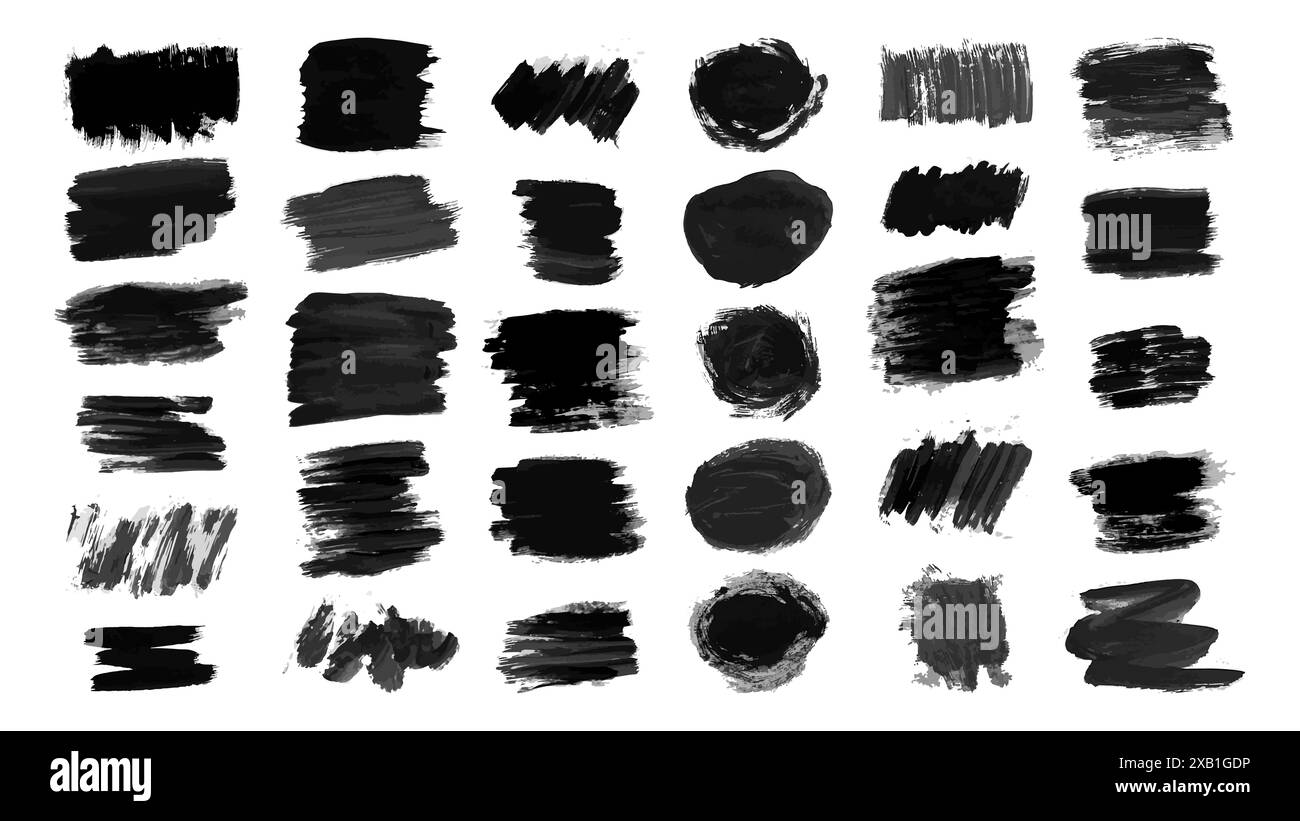 Sketch Scribble Smear. Big set of black ink brush stroke and pencil ...