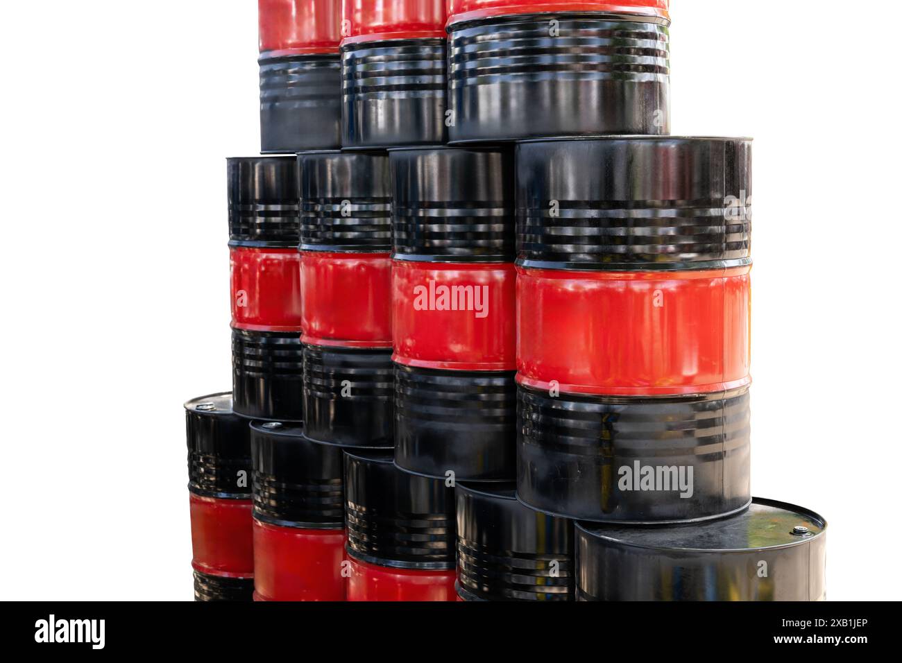 Stack of drums with black and red stripes. Mock up Stock Photo - Alamy