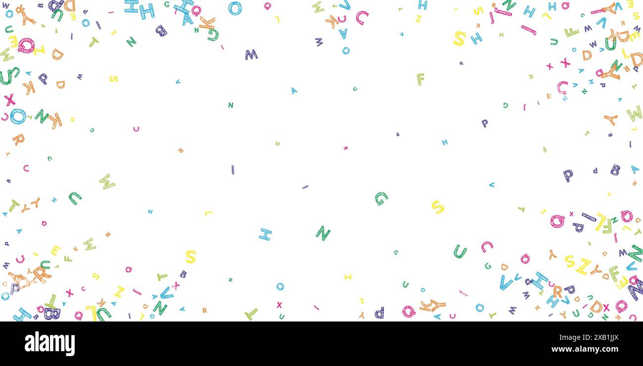 Concept of school background. Colorful childish falling letters of ...