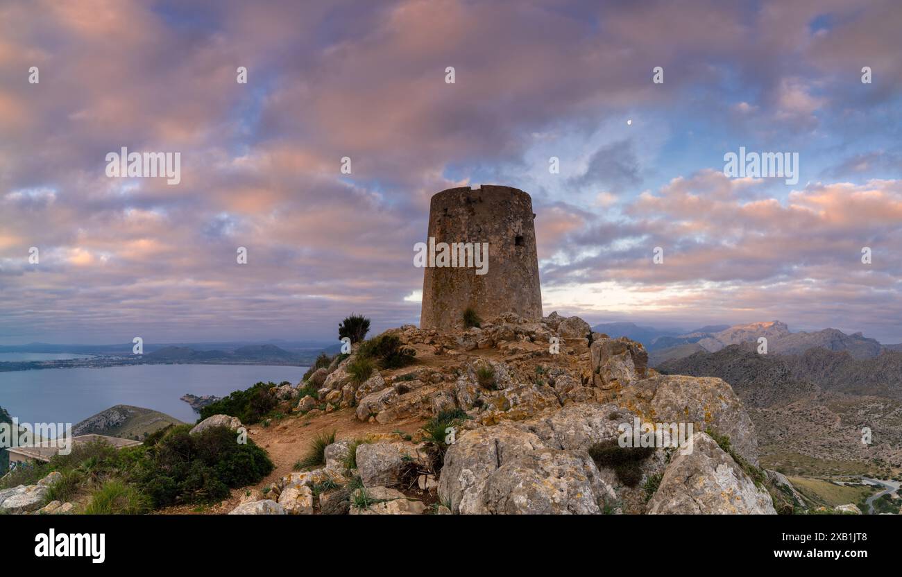 A view of the Albercutx watchtower at Cap de Formentor in northwestern ...