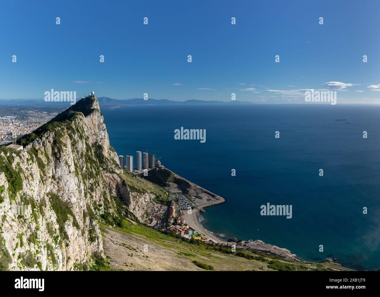 A landscape view of the legendary Rock of Gibraltar and its Upper Rock ...
