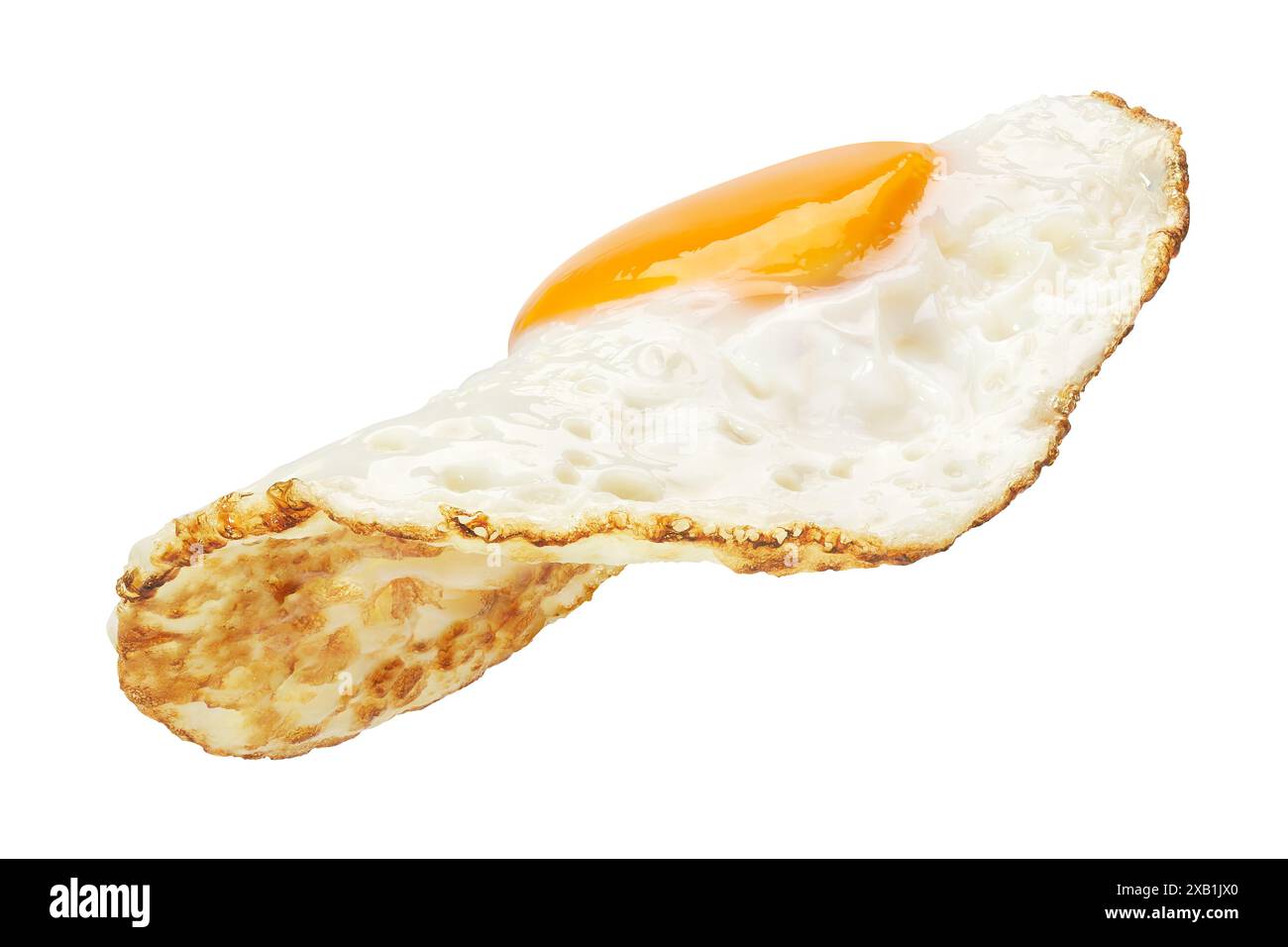 Flying fried egg isolated on white background Stock Photo - Alamy