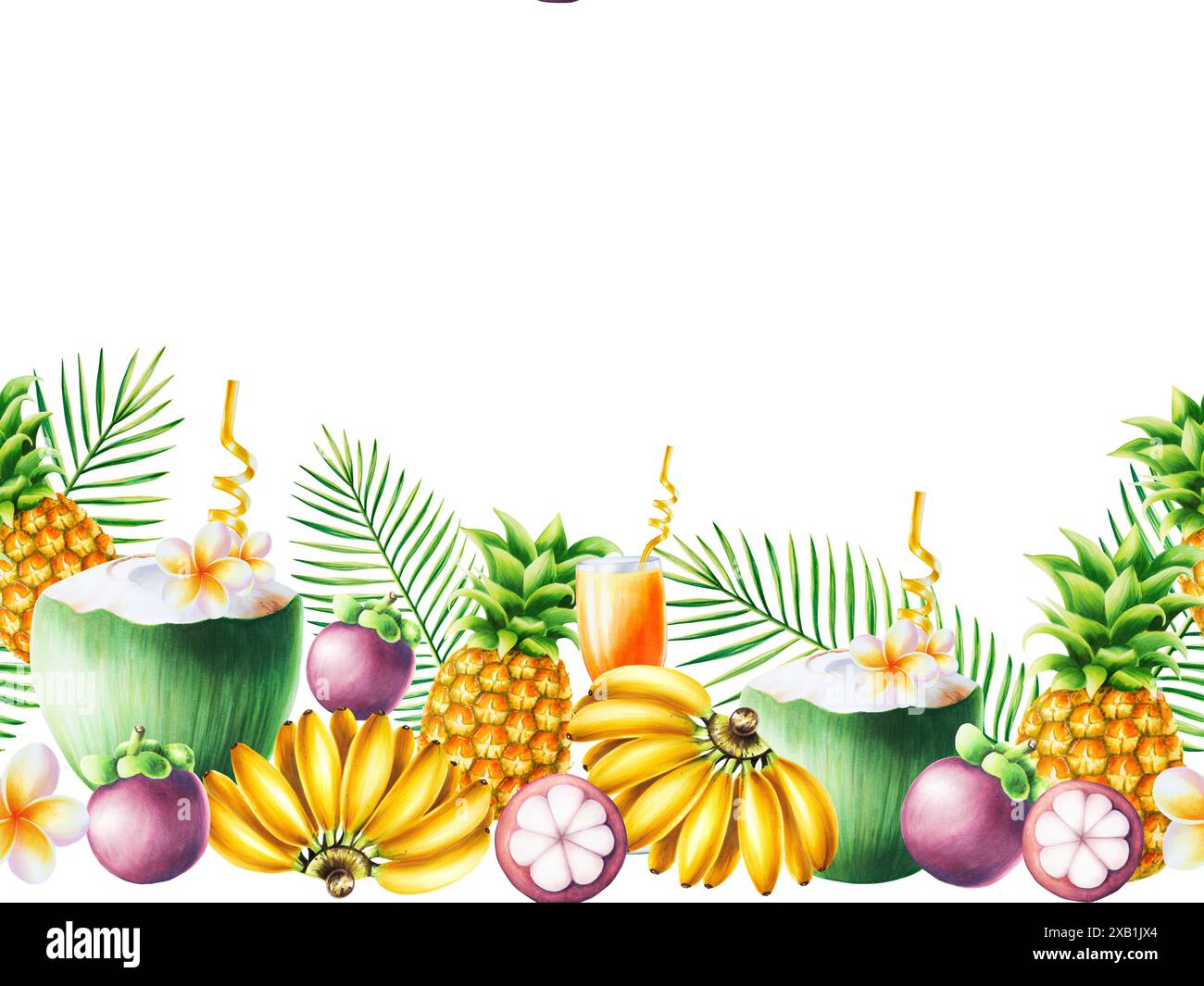 Tropical fruit seamless border hi-res stock photography and images - Alamy