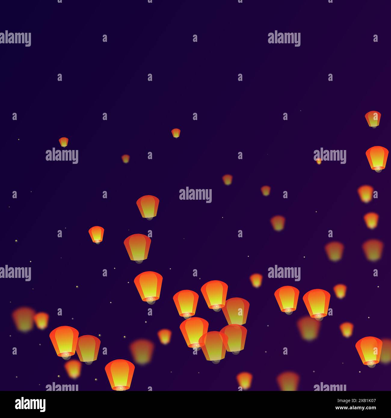 Yi peng festival card. Thailand holiday with paper lantern lights ...