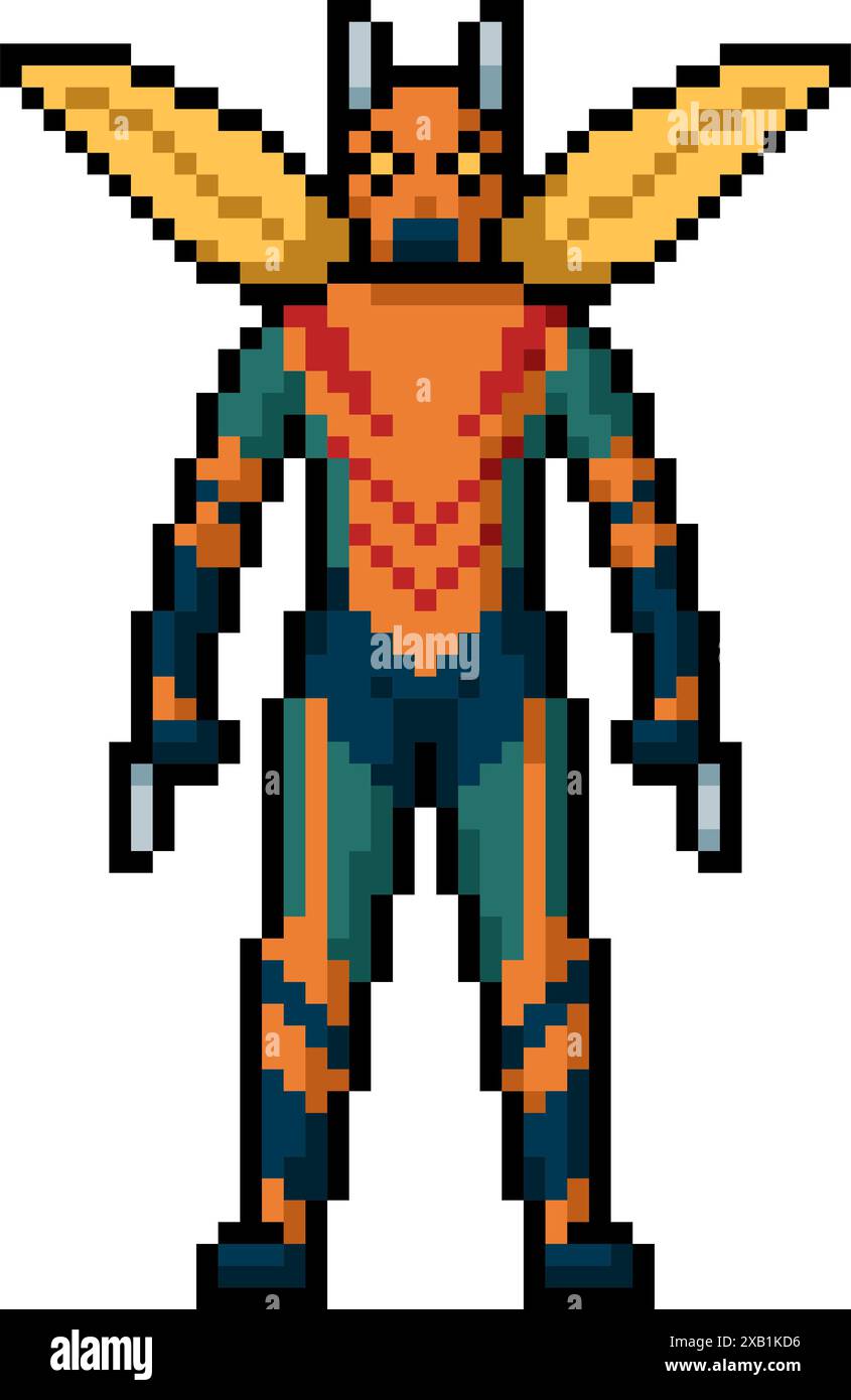 pixel art of bug man superhero isolated background Stock Vector Image ...