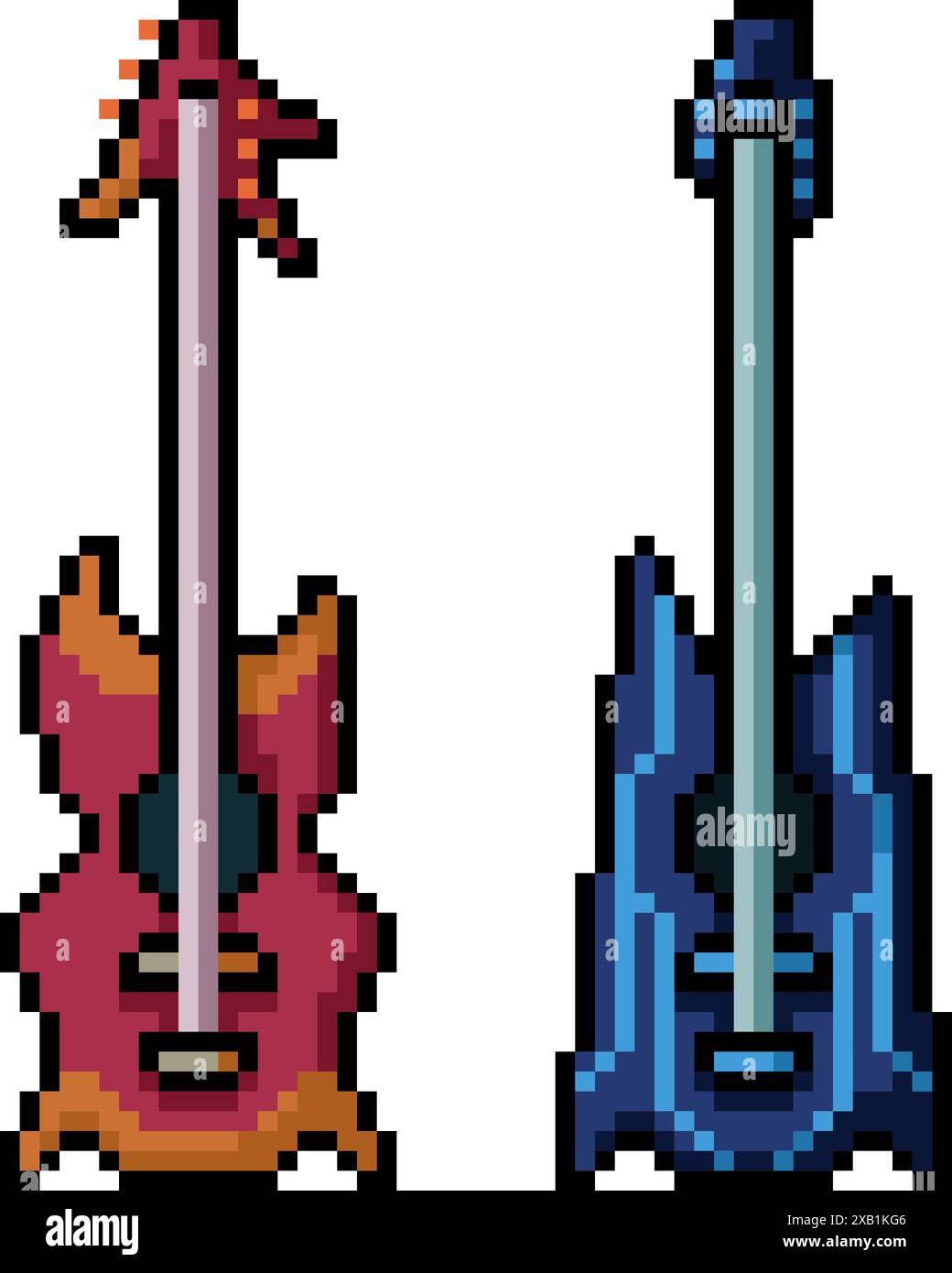 pixel art of weird strange guitar isolated background Stock Vector ...