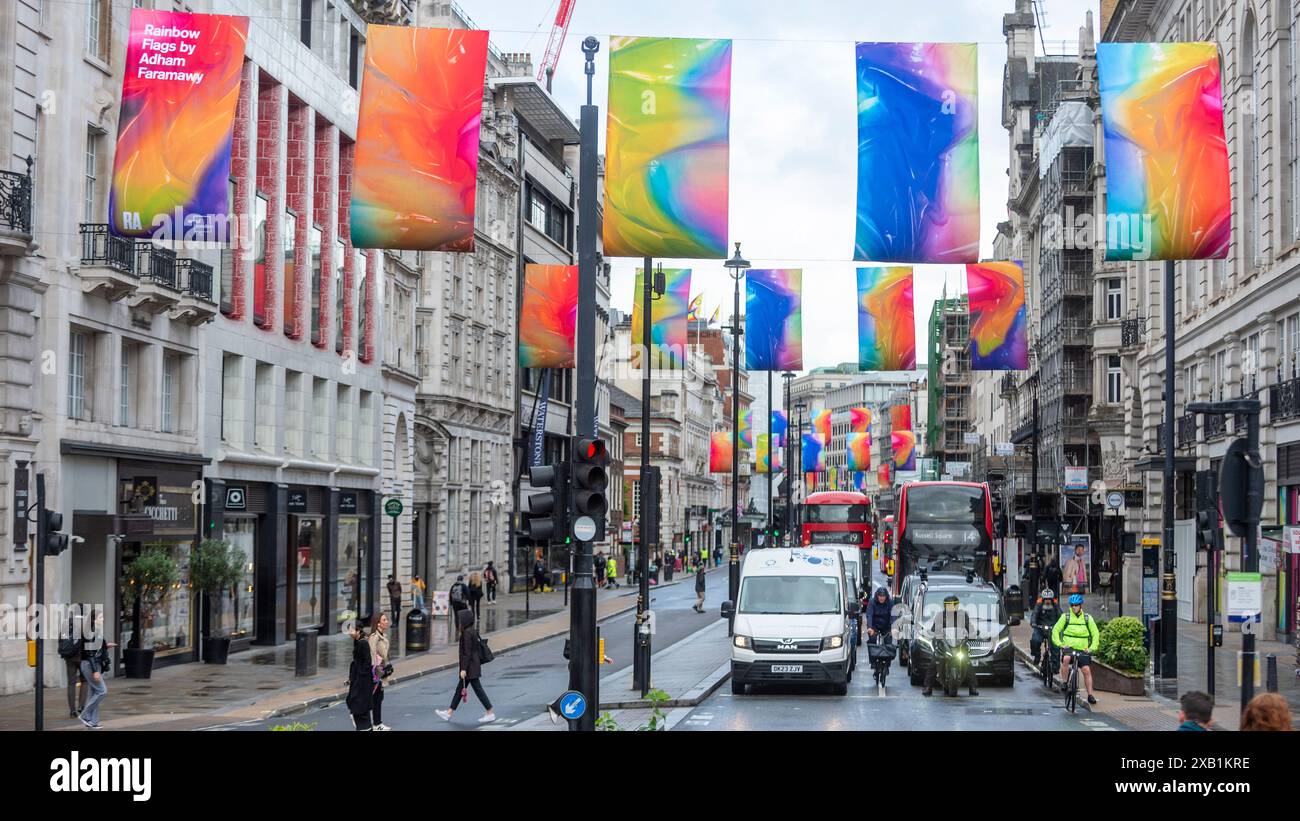 London, UK. 10 June 2024. ‘Rainbow Flags’, on Piccadilly, 10 June - 1 ...