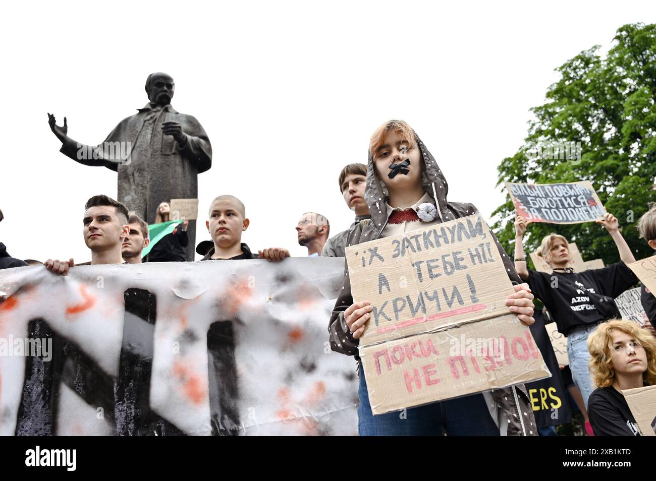 LVIV, UKRAINE - JUNE 9, 2024 - Demonstrators hold the Don’t Be Silent ...