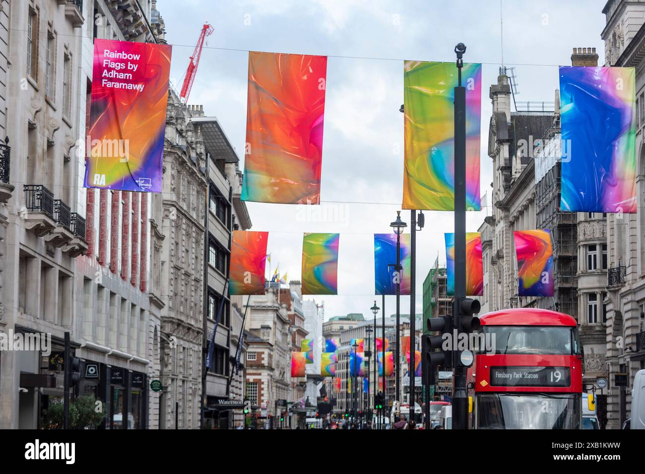 London, UK. 10 June 2024. ‘Rainbow Flags’, on Piccadilly, 10 June - 1 ...