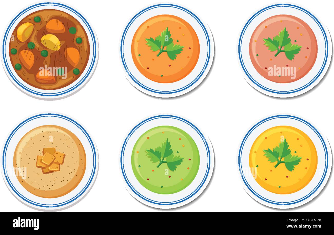 Vector illustration of various soups and stews Stock Vector Image & Art ...