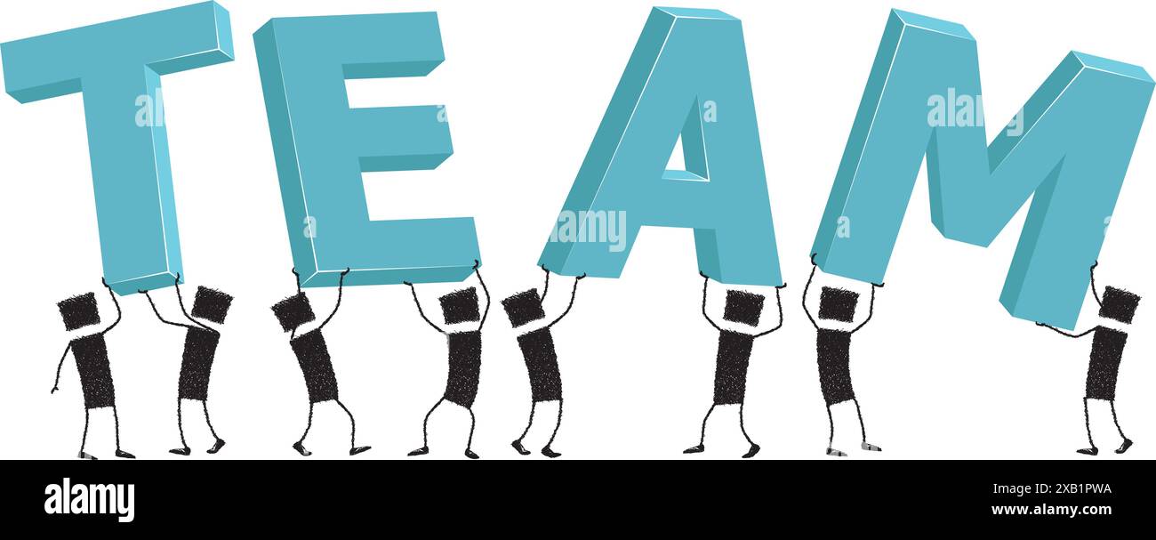 A group of people holding some letters above their heads. The letters ...