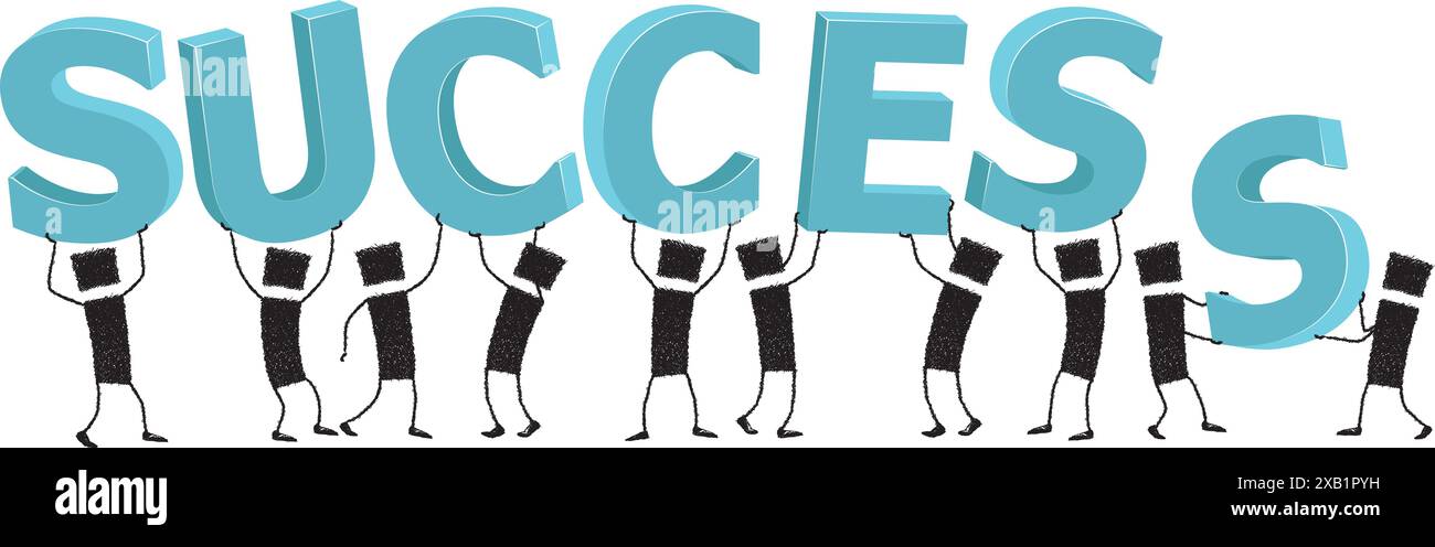 A group of people holding some letters above their heads. The letters ...