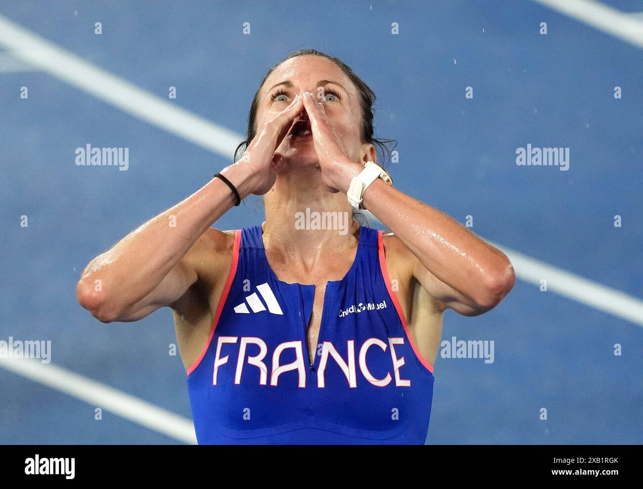 Alice Finot (FRA) celebrates her victory on 3000m steeple women during ...