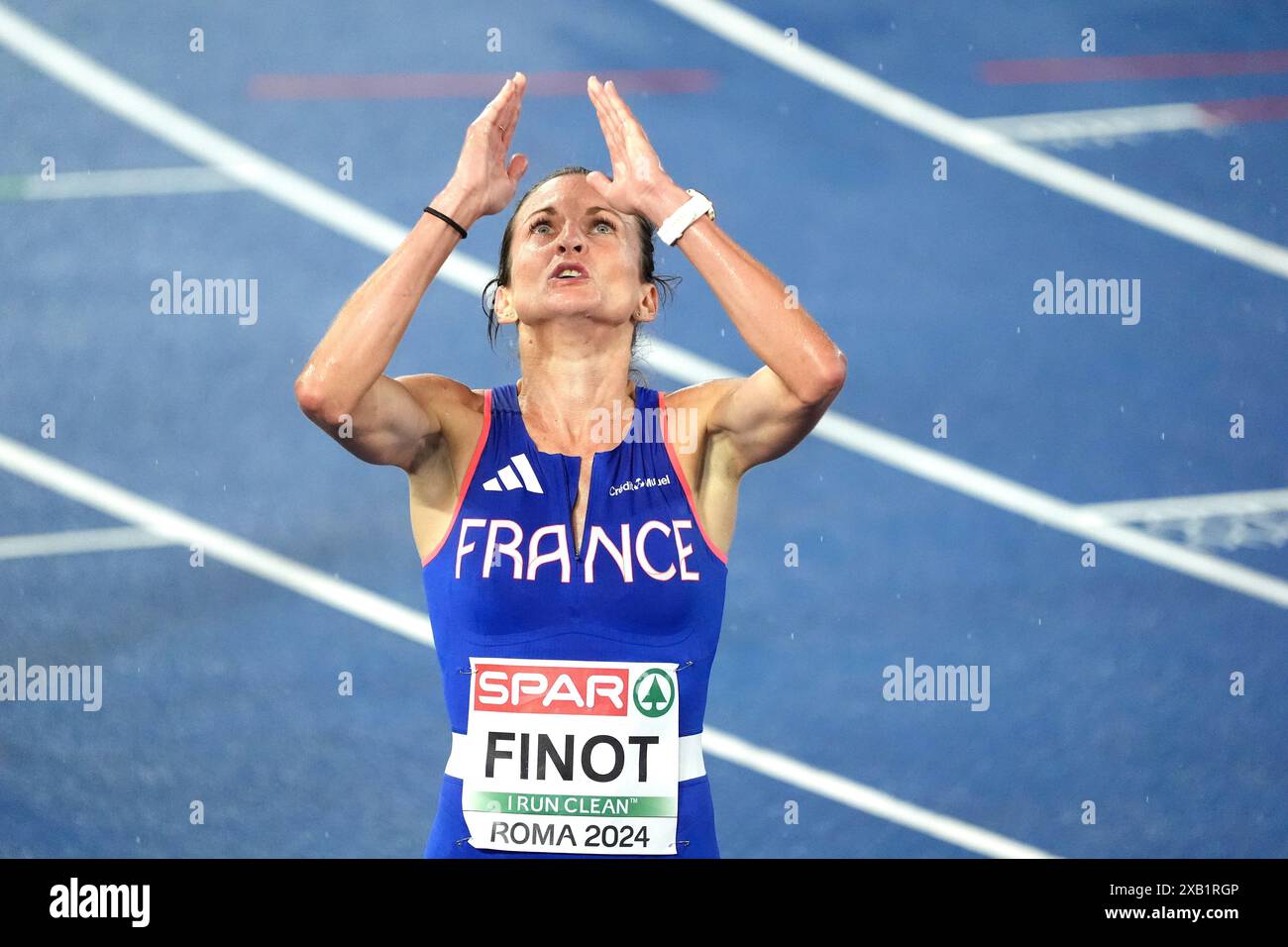 Alice Finot (FRA) celebrates her victory on 3000m steeple women during ...