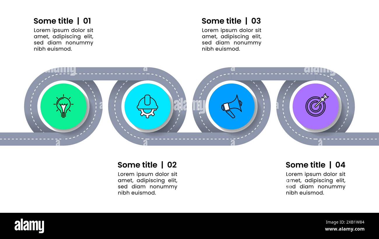 Infographic template with icons and 4 options or steps. Road. Can be ...