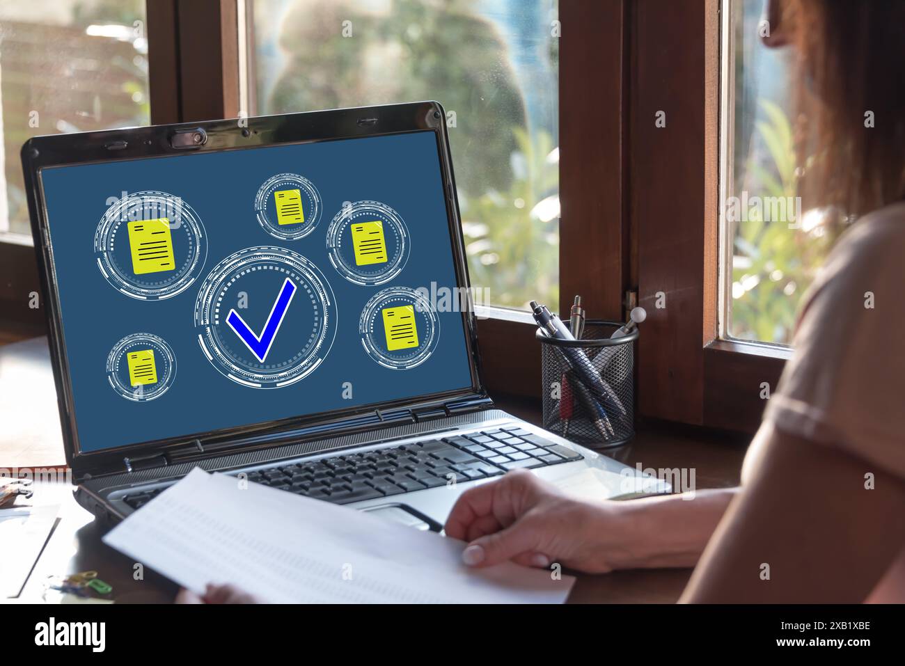 Laptop screen displaying document hi-res stock photography and images ...