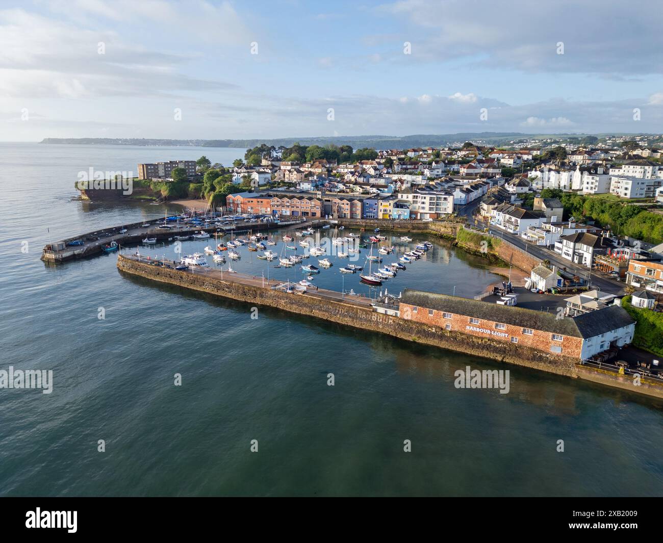 Aerial view of Paignton Harbour in Devon with Yachts and Boats moored ...