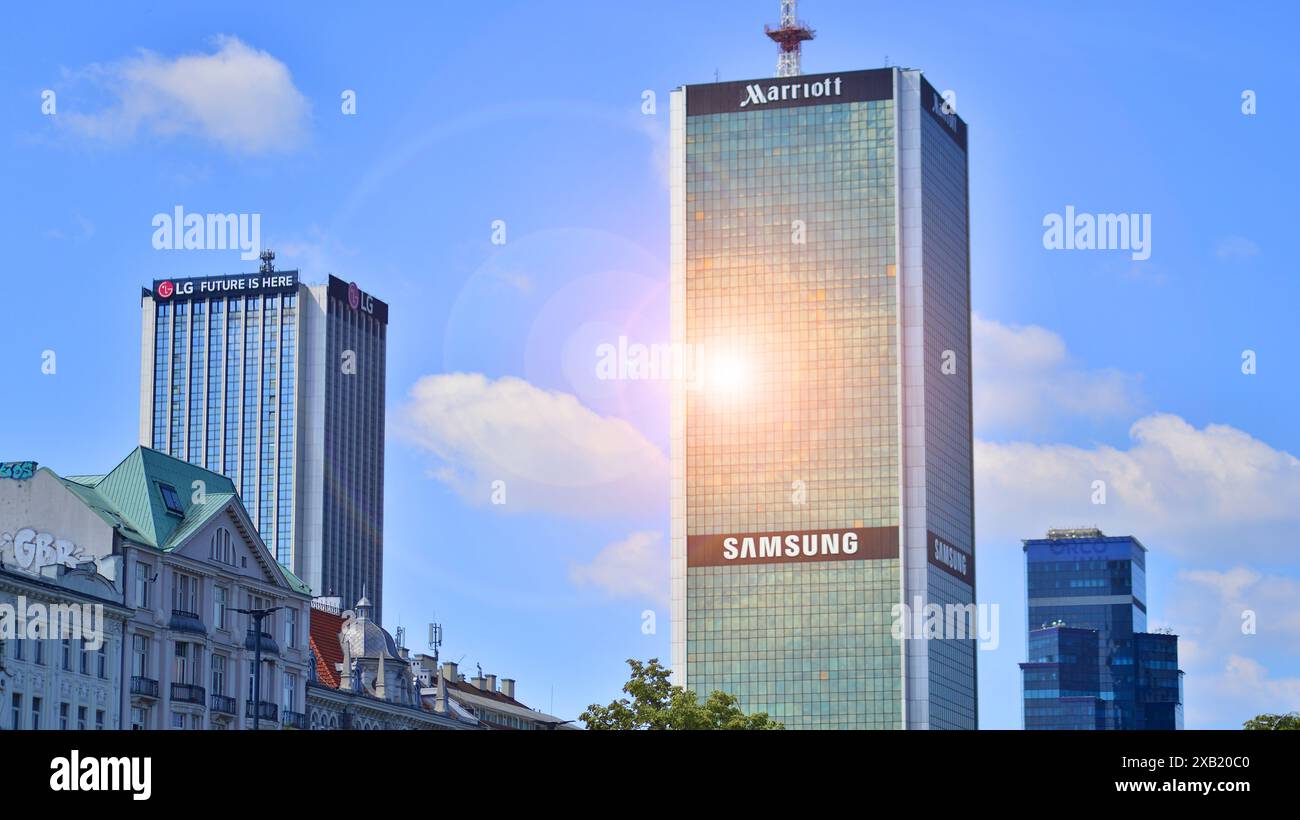 Warsaw, Poland. 8 June 2024. Downtown business district of city with ...
