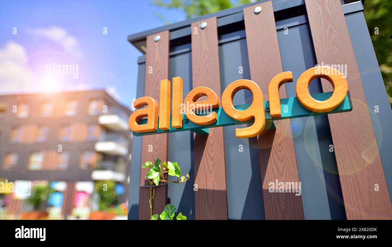Warsaw, Poland. 8 June 2024. View of the Allegro Group logotype on the ...
