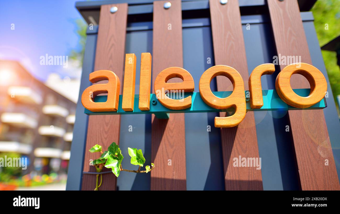Warsaw, Poland. 8 June 2024. View of the Allegro Group logotype on the ...