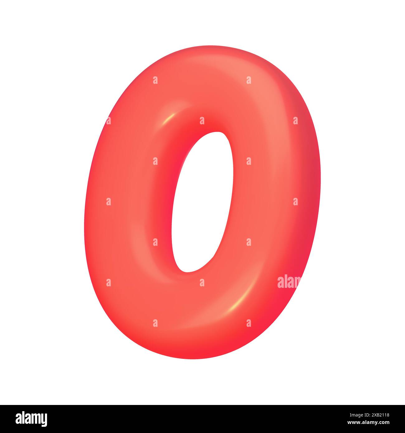 Number 0. Red digit zero in 3d style. Realistic design in cartoon ...
