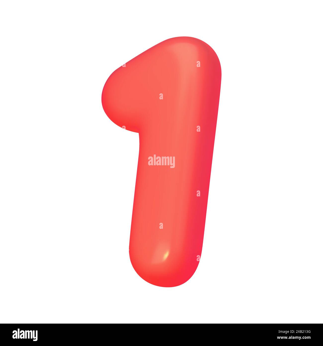 Number 1. Red digit One in 3d style. Realistic design in cartoon ...