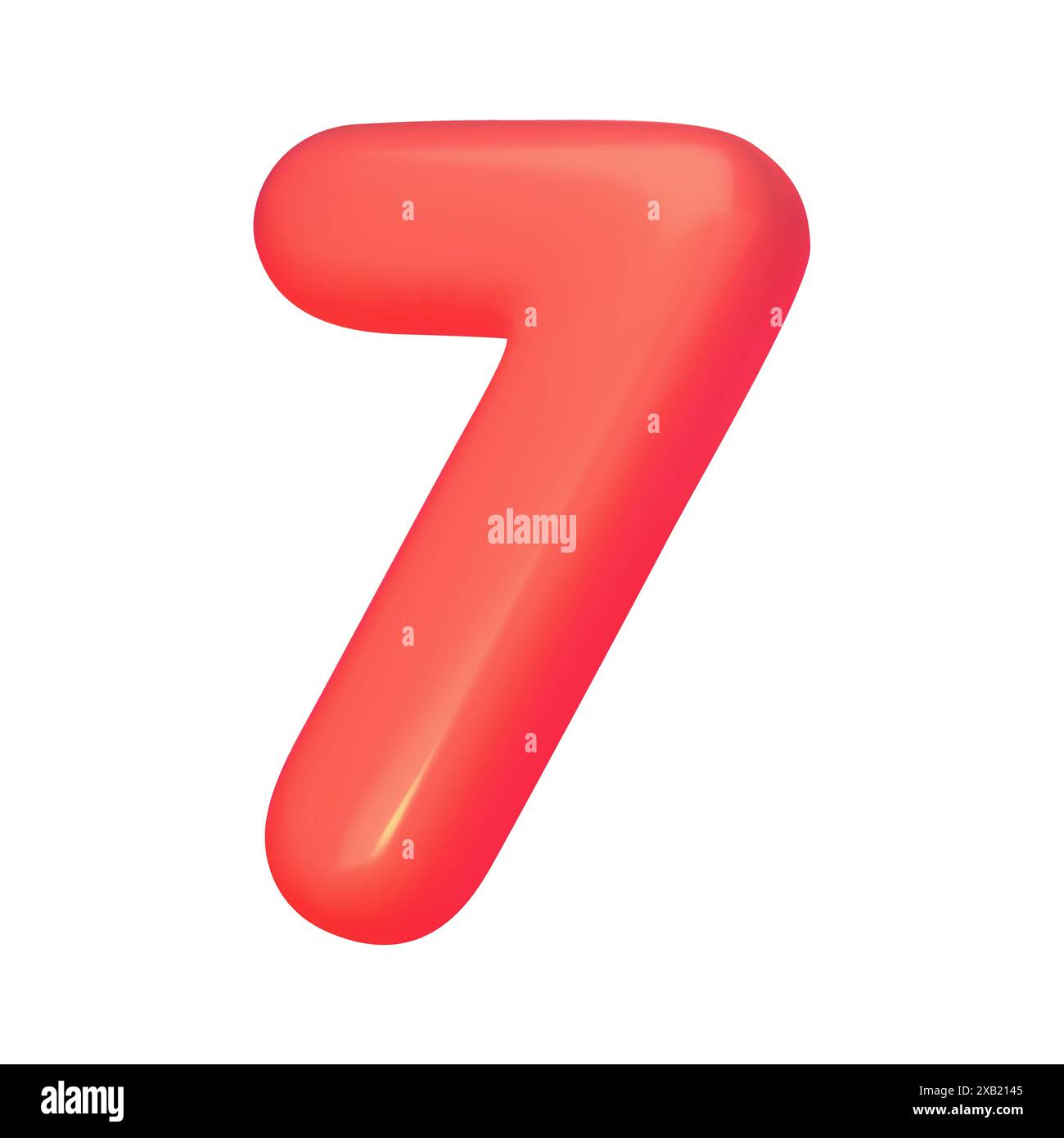 Number 7. Red digit seven in 3d style. Realistic design in cartoon ...
