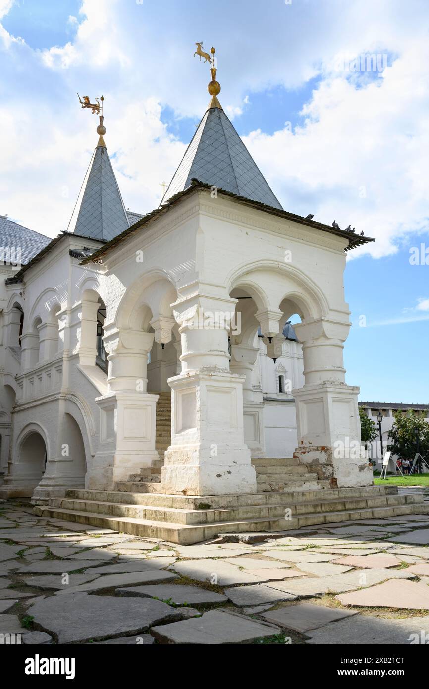 Arched white porch to the Medallion Cabinet of the medieval Kremlin in ...