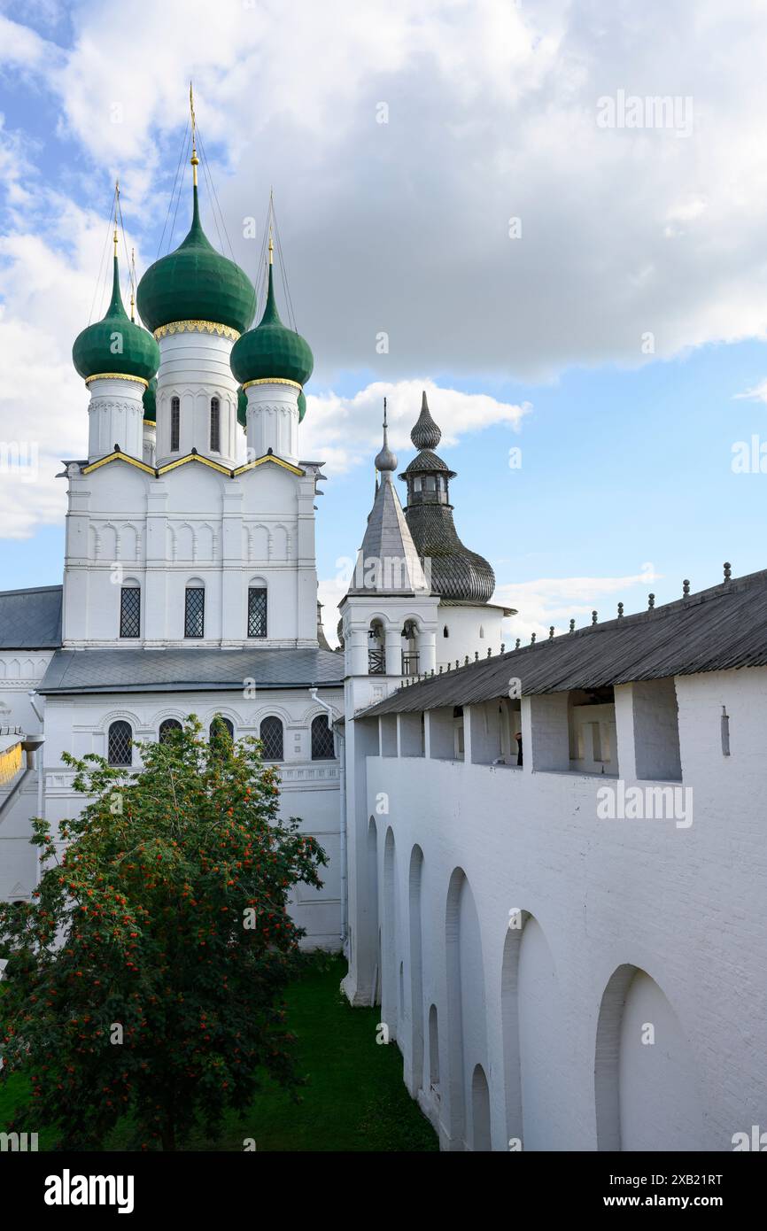 View of the fortress wall of the monastery and the Church of St ...