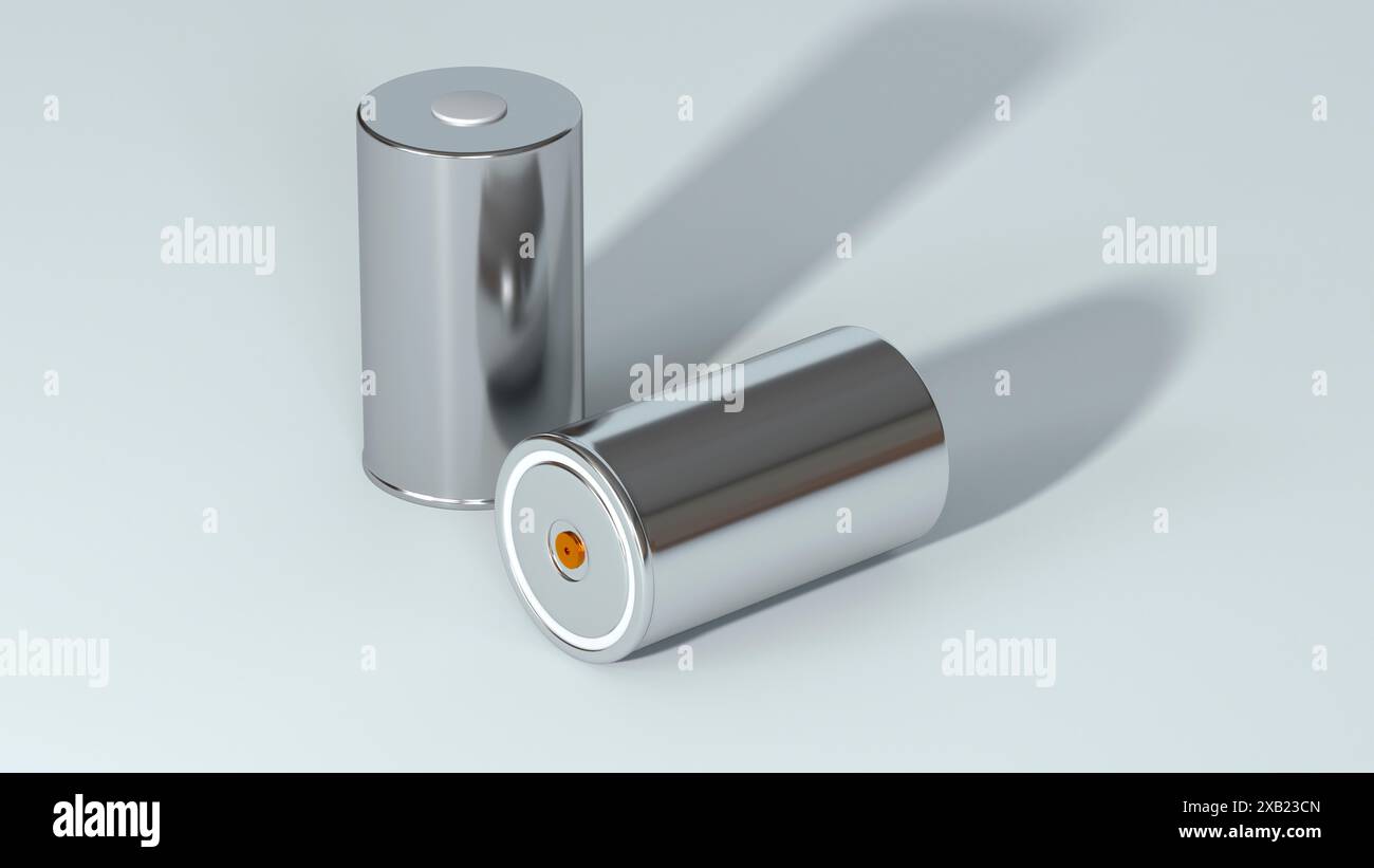 two Lithium-ion 4680 battery with logo, High-capacity accumulator ...