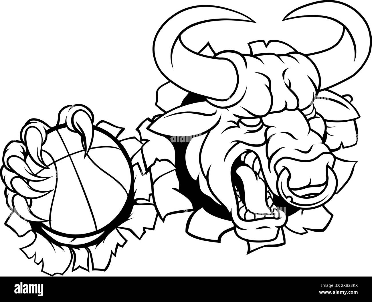 Bull Minotaur Longhorn Cow Basketball Mascot Stock Vector Image & Art ...