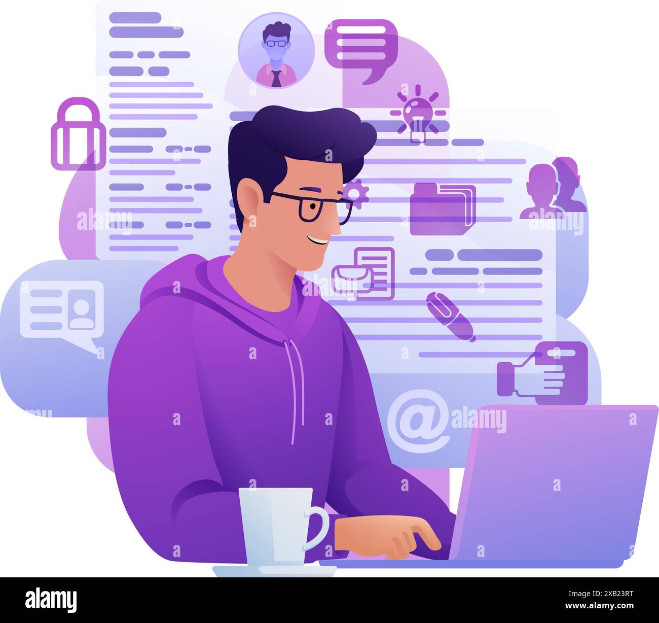 Applying for job at computer Stock Vector Images - Alamy