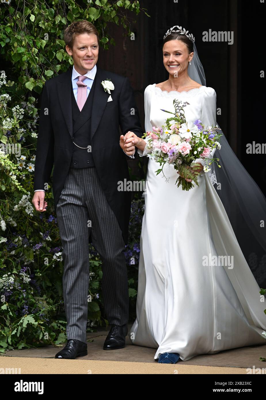 Chester, UK. June 7th, 2024. Hugh Grosvenor, Duke of Westminster marries Olivia Grosvenor at ...