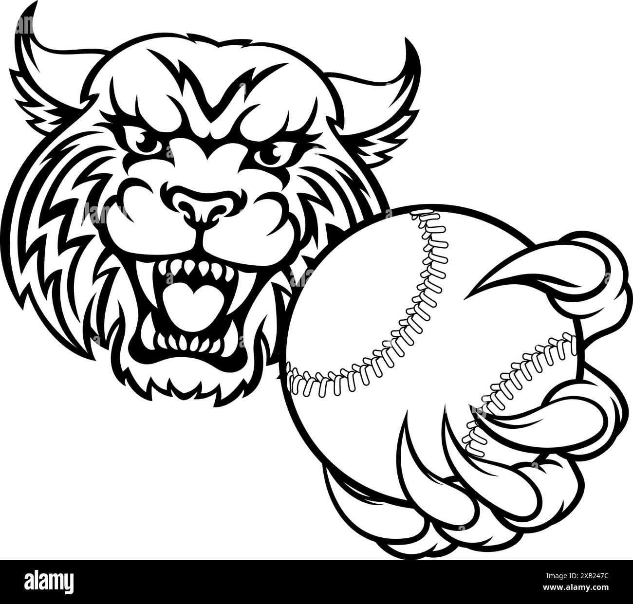 Wildcat Bobcat Cat Cougar Baseball Softball Mascot Stock Vector Image ...