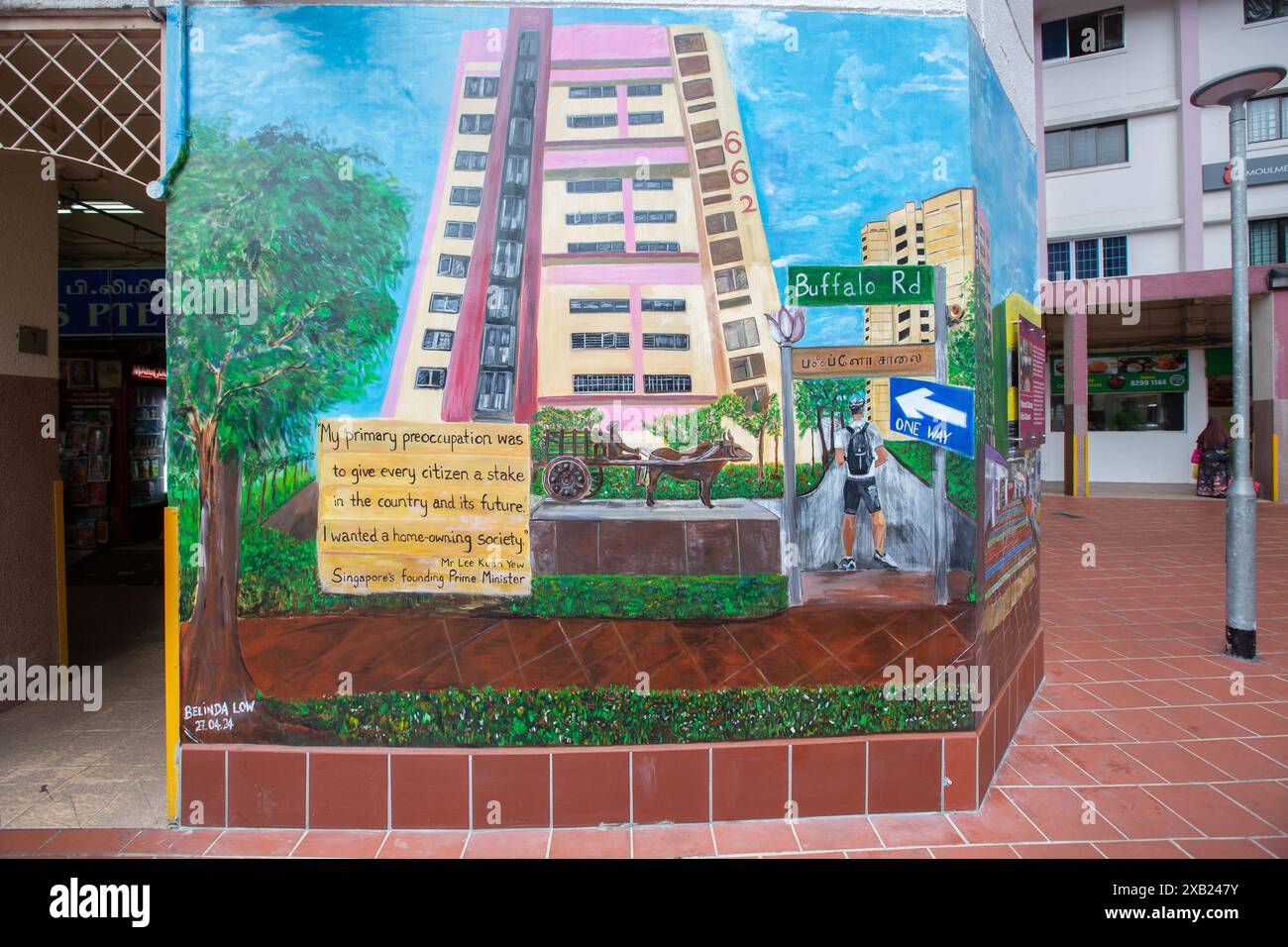 June 2024. Colourful wall mural that depicts Buffalo Rd surrounding of ...