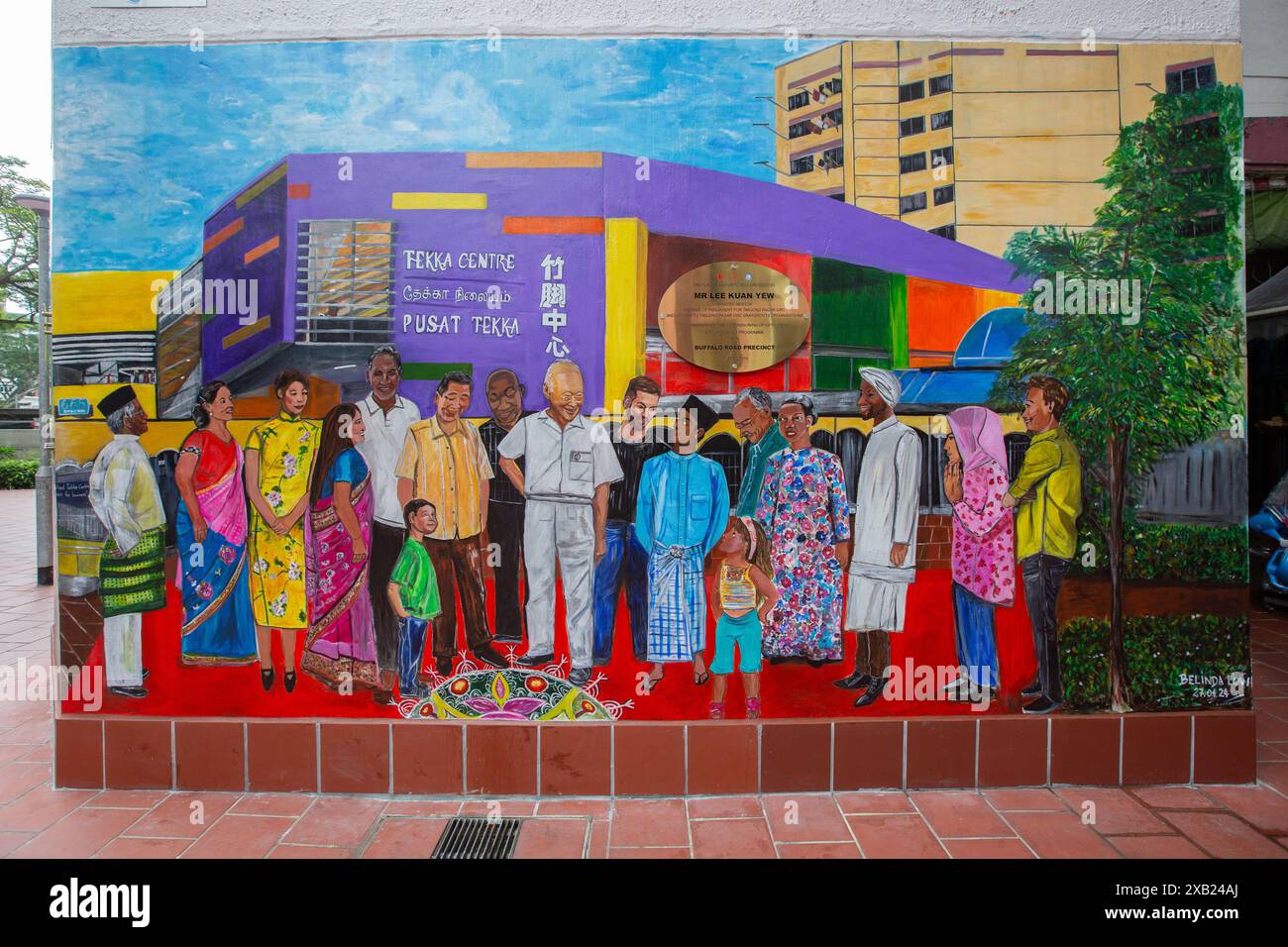 The mural features a portrayal of Mr. Lee Kuan Yew, the Founding Prime ...