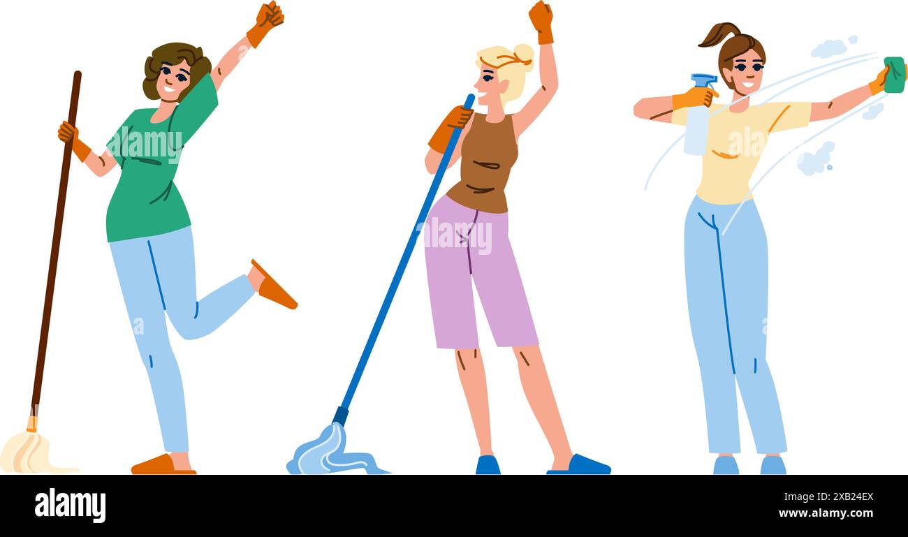 Woman cleaning room child Stock Vector Images - Alamy