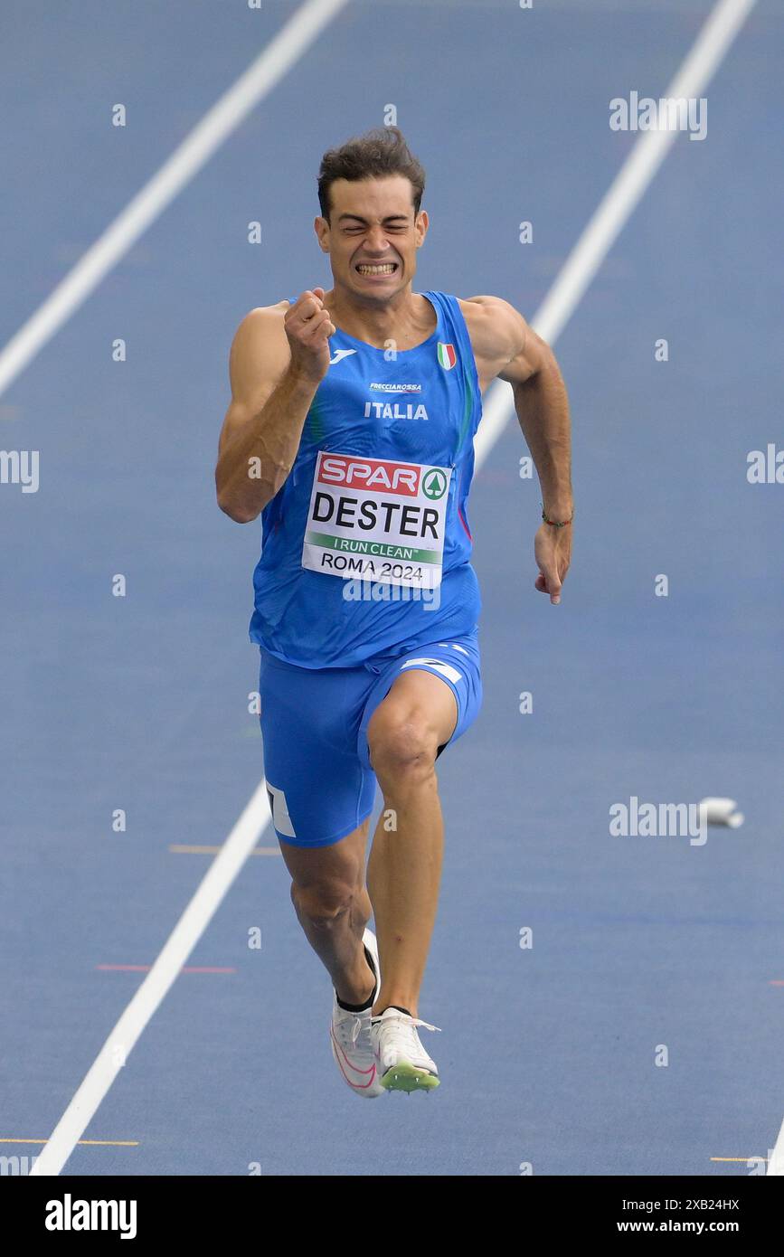 Roma, Italia. 10th June, 2024. Italy's Dario Dester competes 100m ...